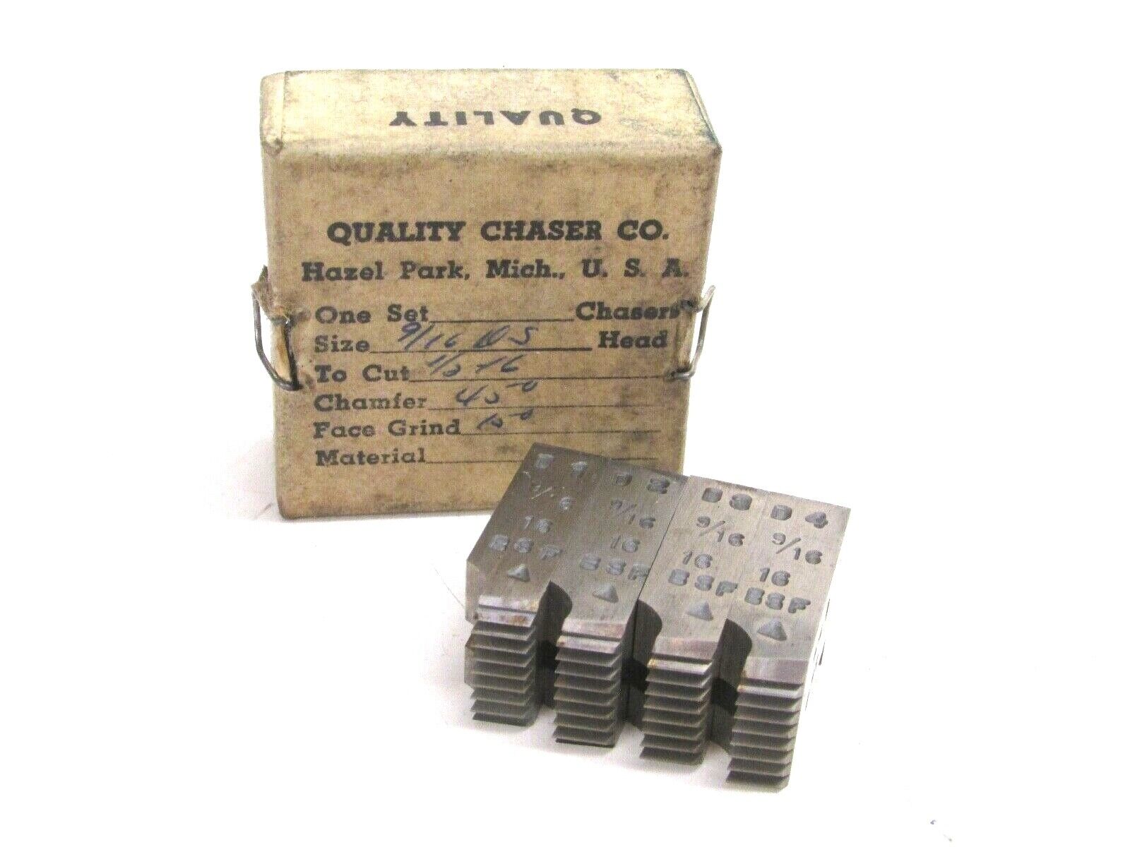 (4) QUALITY CHASER Co. INSERT CHASERS 9/16" DS, 1/2"-16, 15º HOOK 45º ...