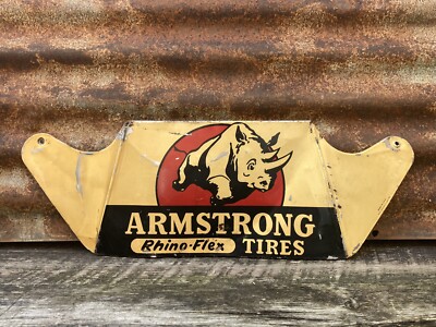Vintage Armstrong Tires Sign Rhino Flex Antique Gas Sign Gasoline Oil ...