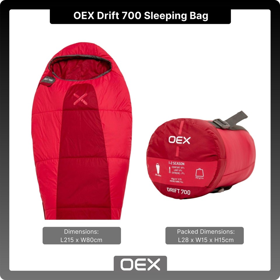 OEX Ultra-lightweight Drift 700 Sleeping Bag with Compression Stuff ...