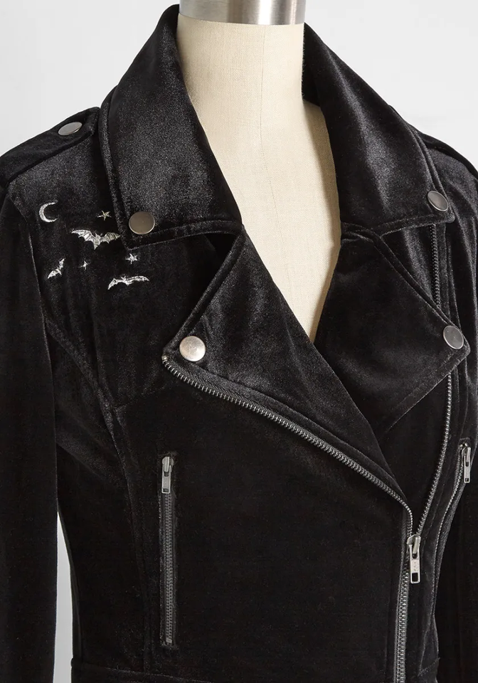 ModCloth x Collectif My Nocturnal Soul Velvet Moto Jacket US Size 22 ...