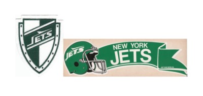 Vintage 1980s New York NY Jets 5" Old Logo Patch + 12" Window Cling ...