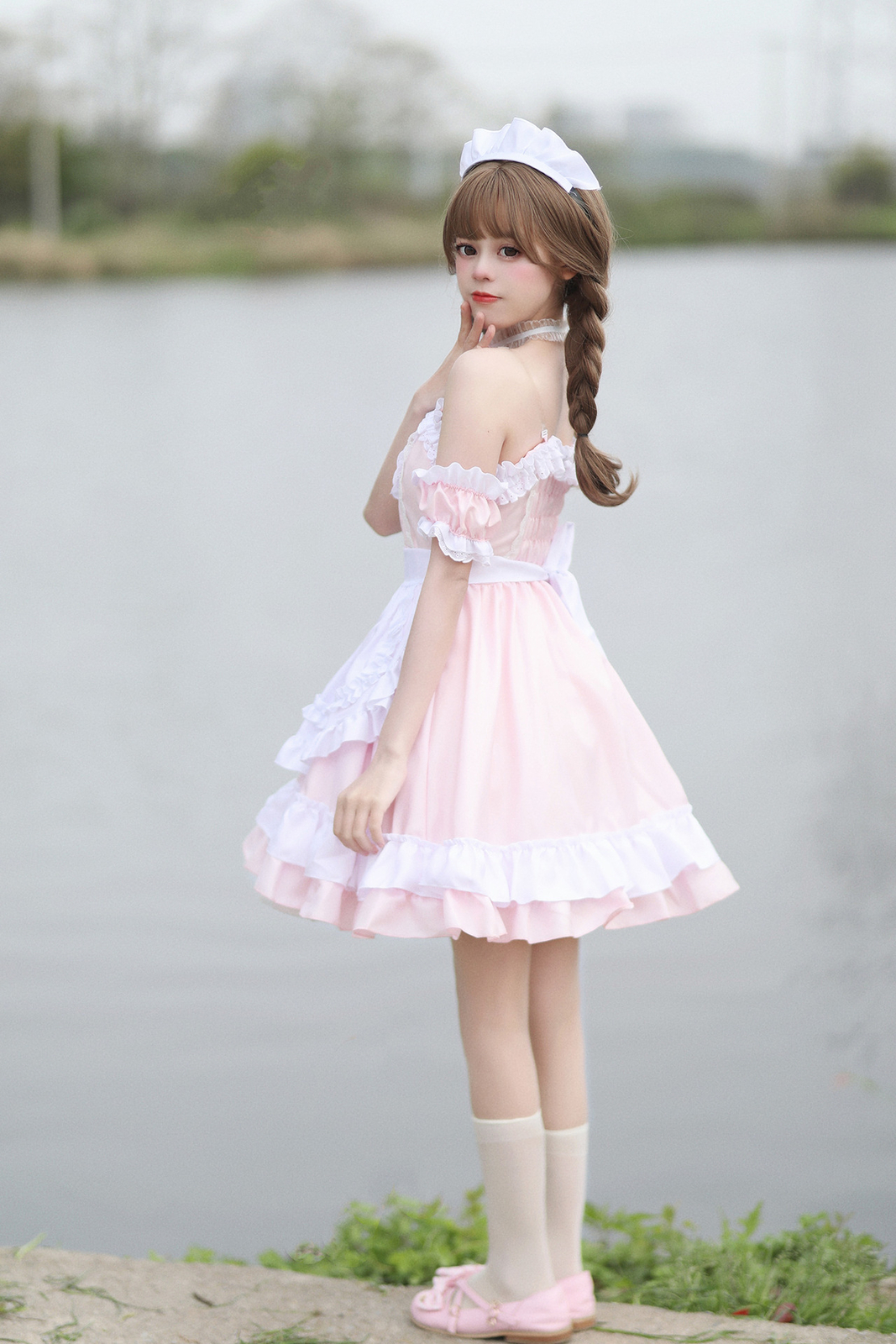 Women's Girl Lolita Dress Pleated Cosplay Ruffle Role Playing Maid Cute ...