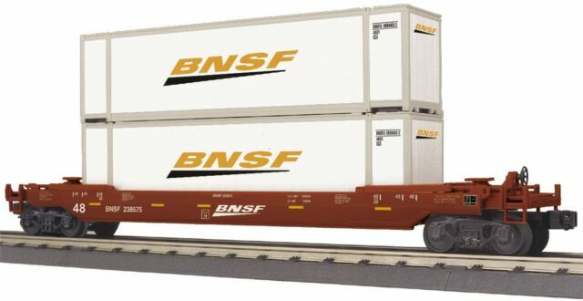 MTH Rail King BNSF Husky Stack Container Flat Car O Gauge Train 30 ...