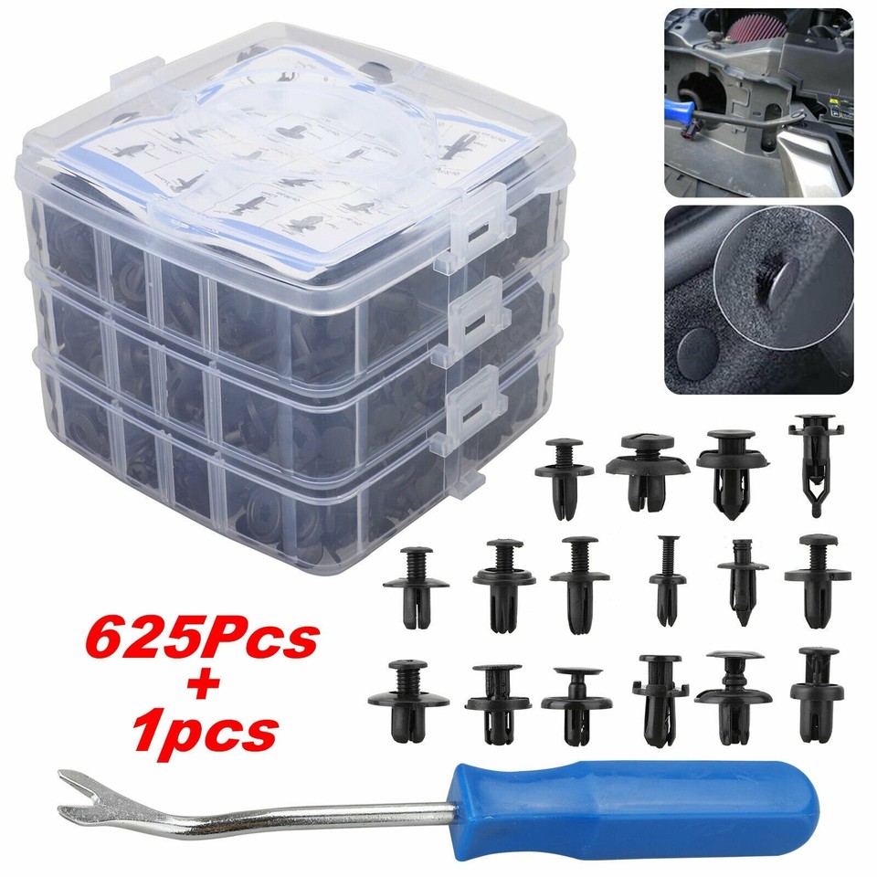 625+1PCS Plastic Clips Rivets Fastener Fender Bumper Push Pin Free ...