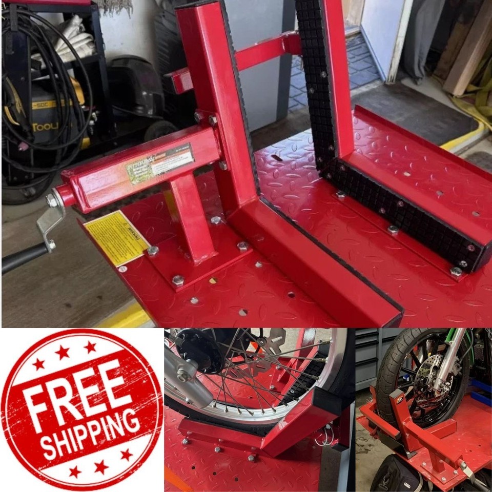 Motorcycle Wheel Vise Stop Chock Brace Accessory Heavy Duty Adjustable ...