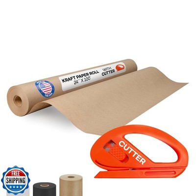 Brown Paper Roll 24" x 1200" (100 feet) with Cutter - USA-Made Wr | eBay
