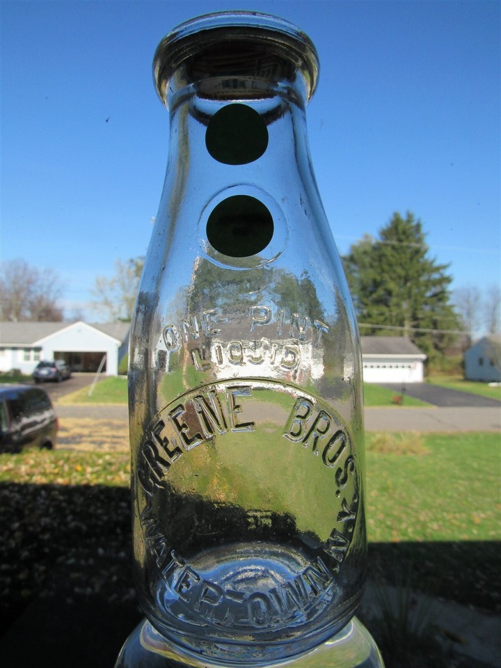 TREP Milk Bottle Greene Bros Brothers Dairy Farm Watertown NY JEFFERSON ...