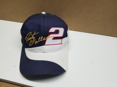 VINTAGE Rusty Wallace Hat Cap Snap Back White Blue #2 Competitors View ...