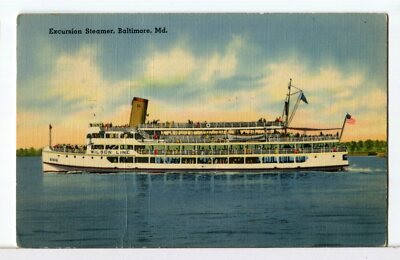 1945 - Wilson Line's Excursion Steamer SS DIXIE Underway, Baltimore MD ...