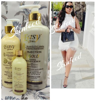 Easy Glow Gold Whitening Body Milk 500ml, Body Wash 1000ml, Serum 3 in ...