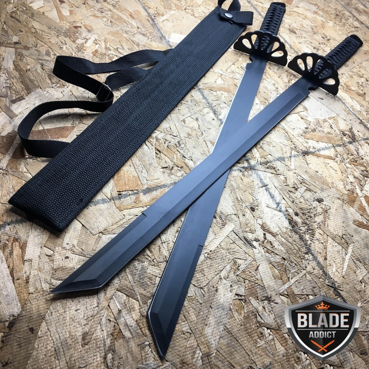 2 PC Ninja Tactical Dual Blade Hunting Samurai Tanto Sword Machete ...