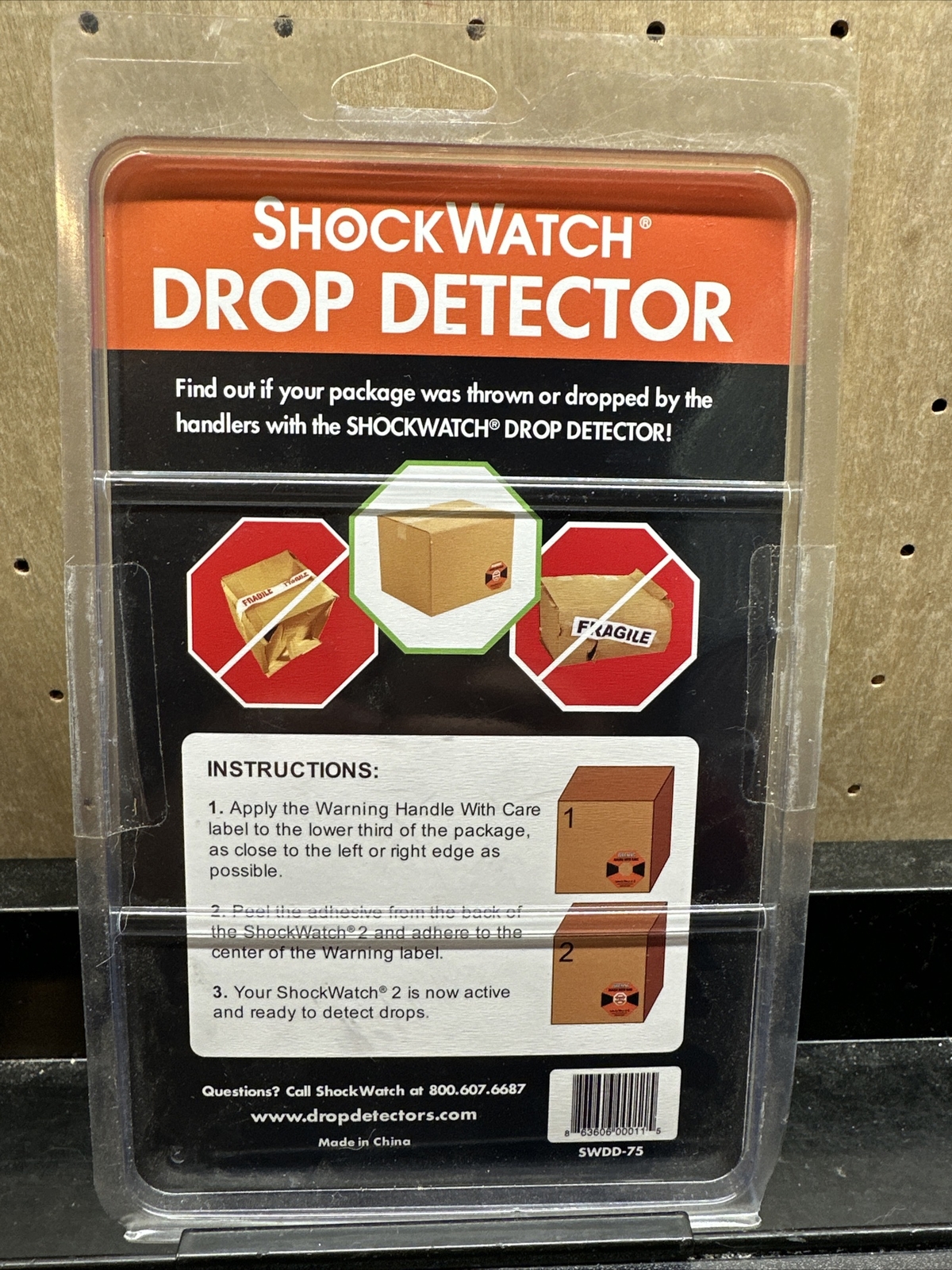 Shock Watch Drop Detector 3 Pack up to 50 Lbs 75g Fragile Packages El ...