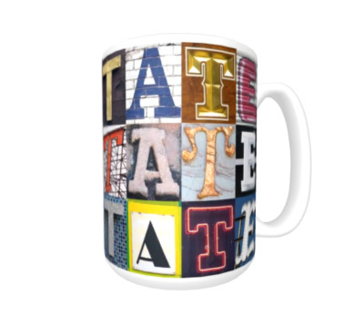 TATE Coffee Mug / Cup featuring the name in photos of sign letters | eBay