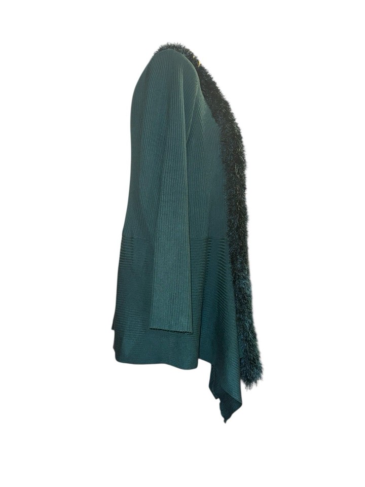 Catherines Women's Green Open Front Faux Fur Cardigan Sweater Size 1X ...