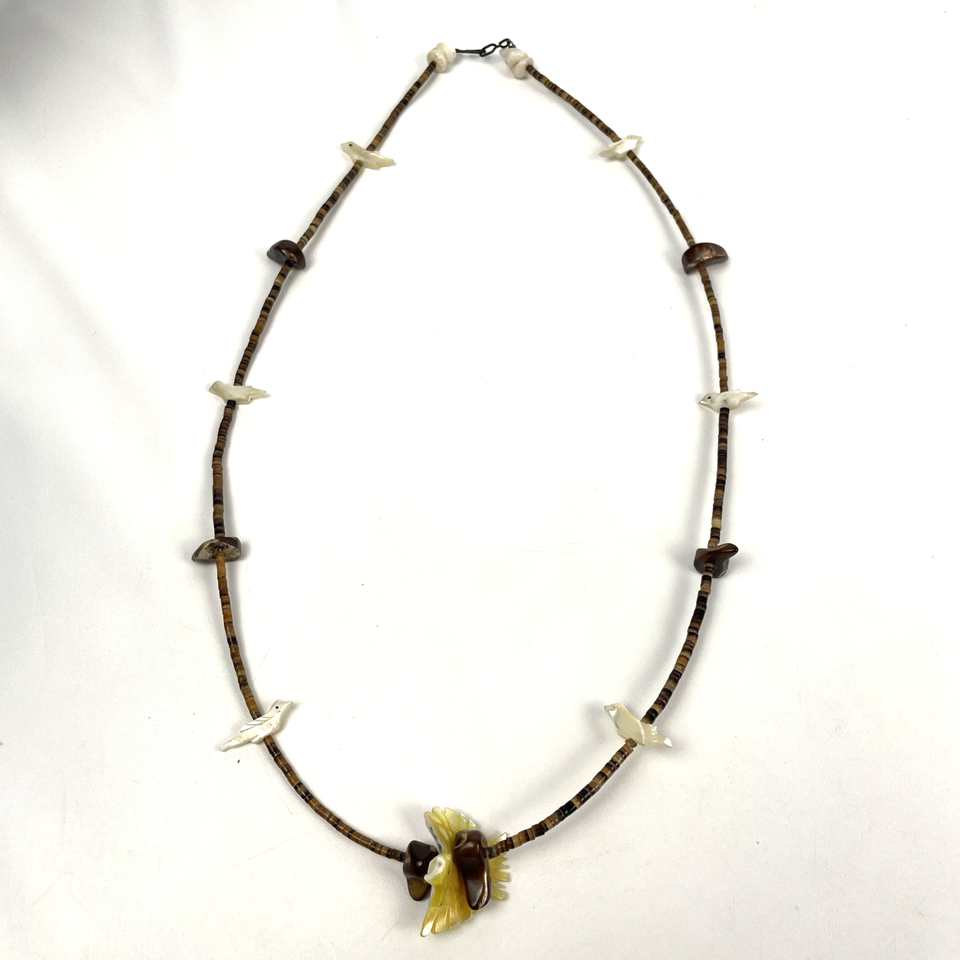 VTG Native American Fetish Necklace Heishi Shell Carved Birds Set of 2 ...