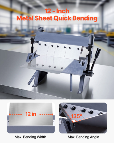 12 in Box and Pan Brake 0-135° 20 Ga Sheet Metal Bending Brake Bender 5 ...