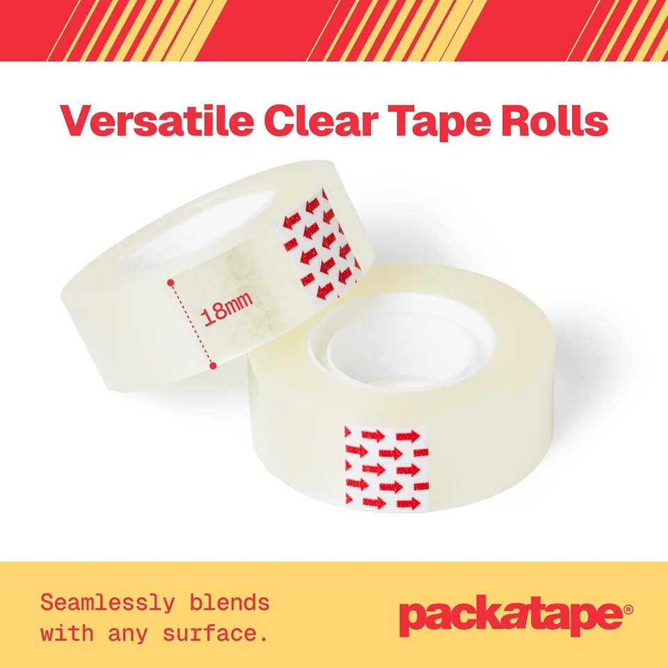 Clear Cellotape 9 Rolls 18mm x 33m with Tape Dispenser Gift Wrapping ...