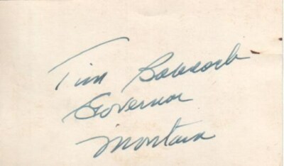 Tim Babcock Autographed Index Card Montana Politician 1960's D.15 | eBay