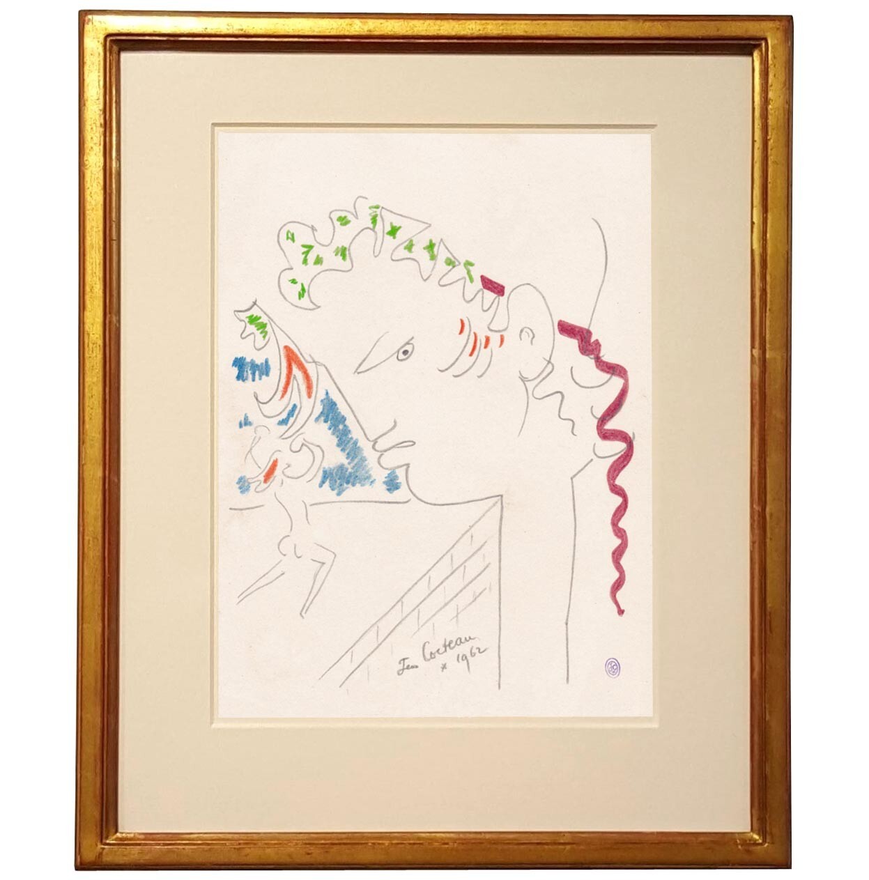 Jean Cocteau Drawing Male French Portrait Profile Classical Orpheus ...