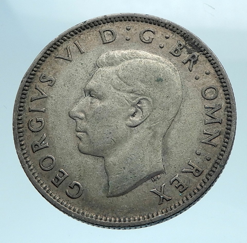 1941 United Kingdom UK Great Britain GEORGE VI w Crown Silver Florin ...