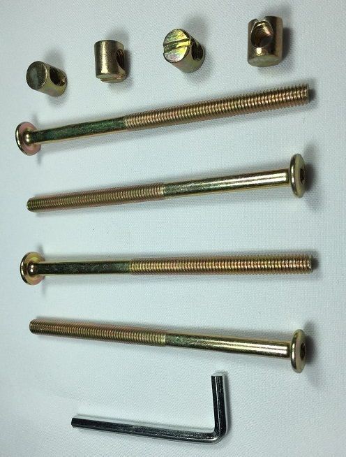 1 KIT Of 4 Screw & 4 Nut For Beds, Cots & Furniture. M6 x 100MM+ Allen ...