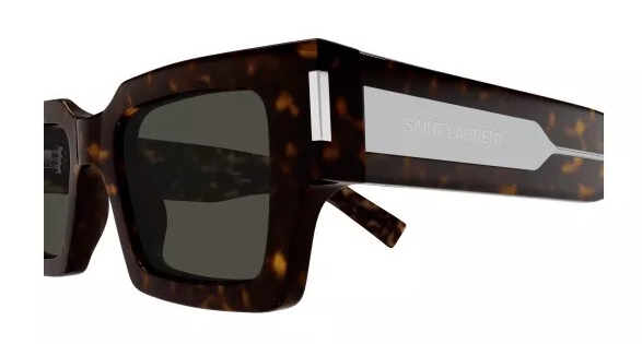 Saint Laurent SL 572 002 Havana-Crystal/Grey Square Unisex Sunglasses ...