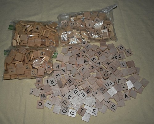 588 Pcs Wooden SCRABBLE LETTER TILES for Crafts /Black Lettering CRAFTS ...