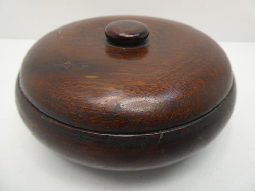 VINTAGE TURNED TIMBER ROUND LIDDED TRINKET DISH WOODEN BOX CANISTER #2 ...