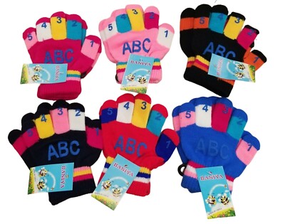 KIDS Magic Gloves w/ ABC's and 123's- Various Colors - 6 PAIR | eBay