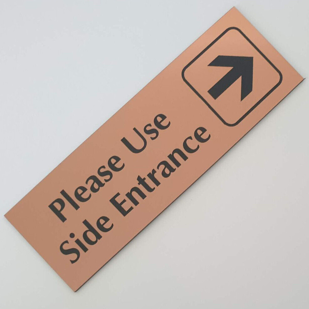 Please Use Side Entrance with Arrow Pointing Right Sign Plaque Outdoor ...