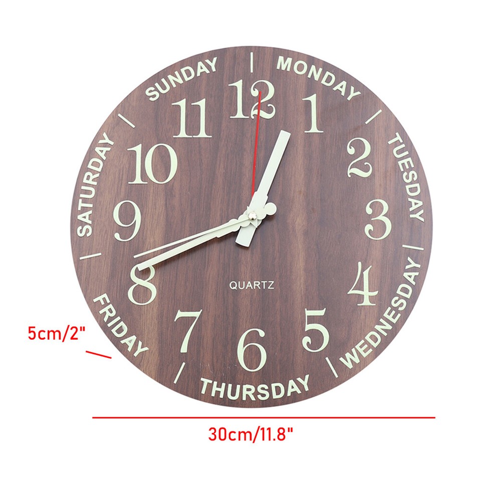 12" Large Luminous Wall Clocks Glow In The Dark Silent Digital Clock ...