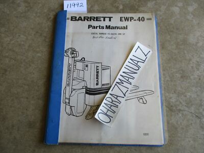 Barrett Forklift EWP-40 30-00296 & Up 9205 Parts Manual | eBay