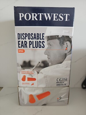 Portwest Ear Plugs EP02 SNR 32dB PU Foam Tapered Shape Comfort 200 ...