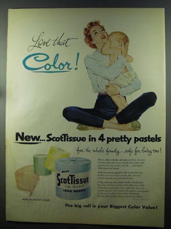 1956 Scott ScotTissue Ad - Love That Color | eBay