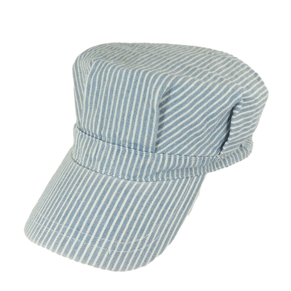 Adjustable Blue & White Striped Railroad Engineer Train Conductor Hat ...