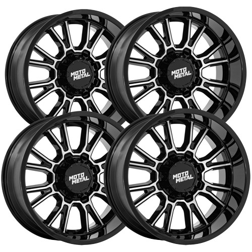 (4) Moto Metal MO810 Legacy 20x9 8x6.5" +20 Black/Machined Wheels Rims ...