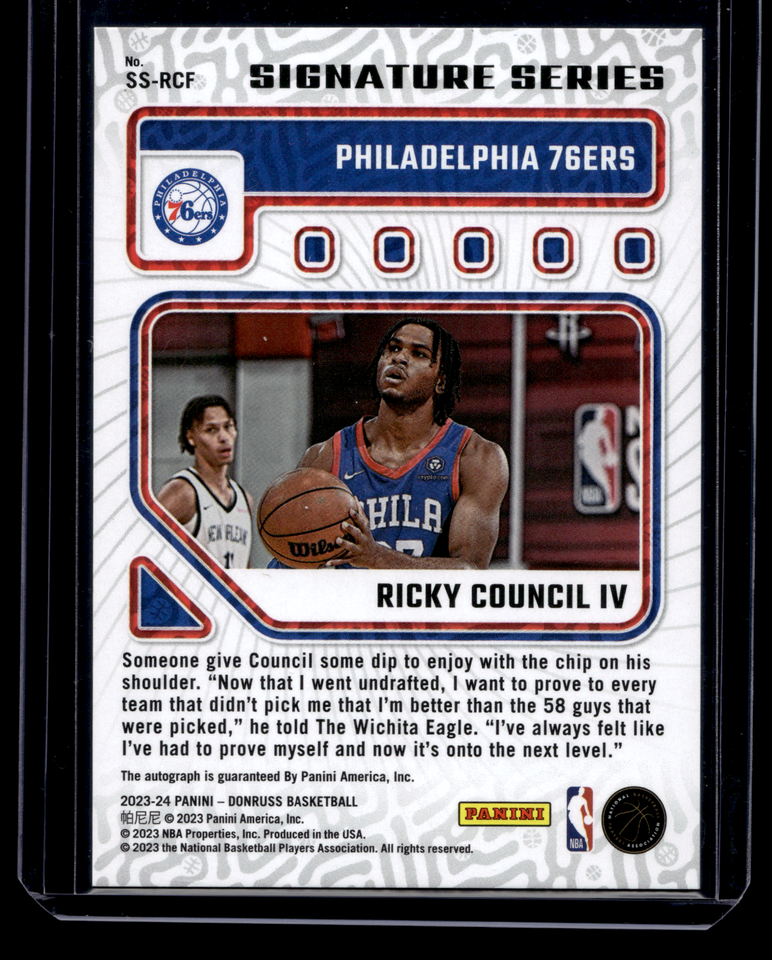 Ricky Council IV Autograph Rookie Signature Series Donruss Optic 2023 ...