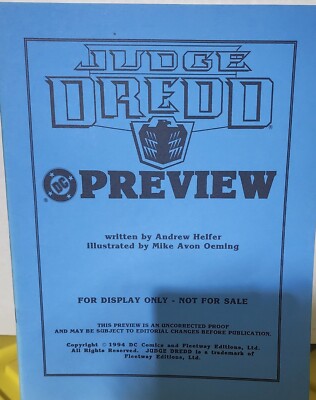 DC Preview Proof of Judge Dredd #1 By Andrew Helfer & Mike Avon Oeming ...