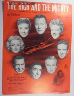 HIGH AND THE MIGHTY 1954 MOVIE SHEET MUSIC JOHN WAYNE ROBERT STACK ...