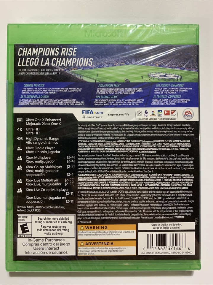 FIFA 19 ⚽️ EA Sports Microsoft XBox One XB1 Multiplayer Soccer Game New ...