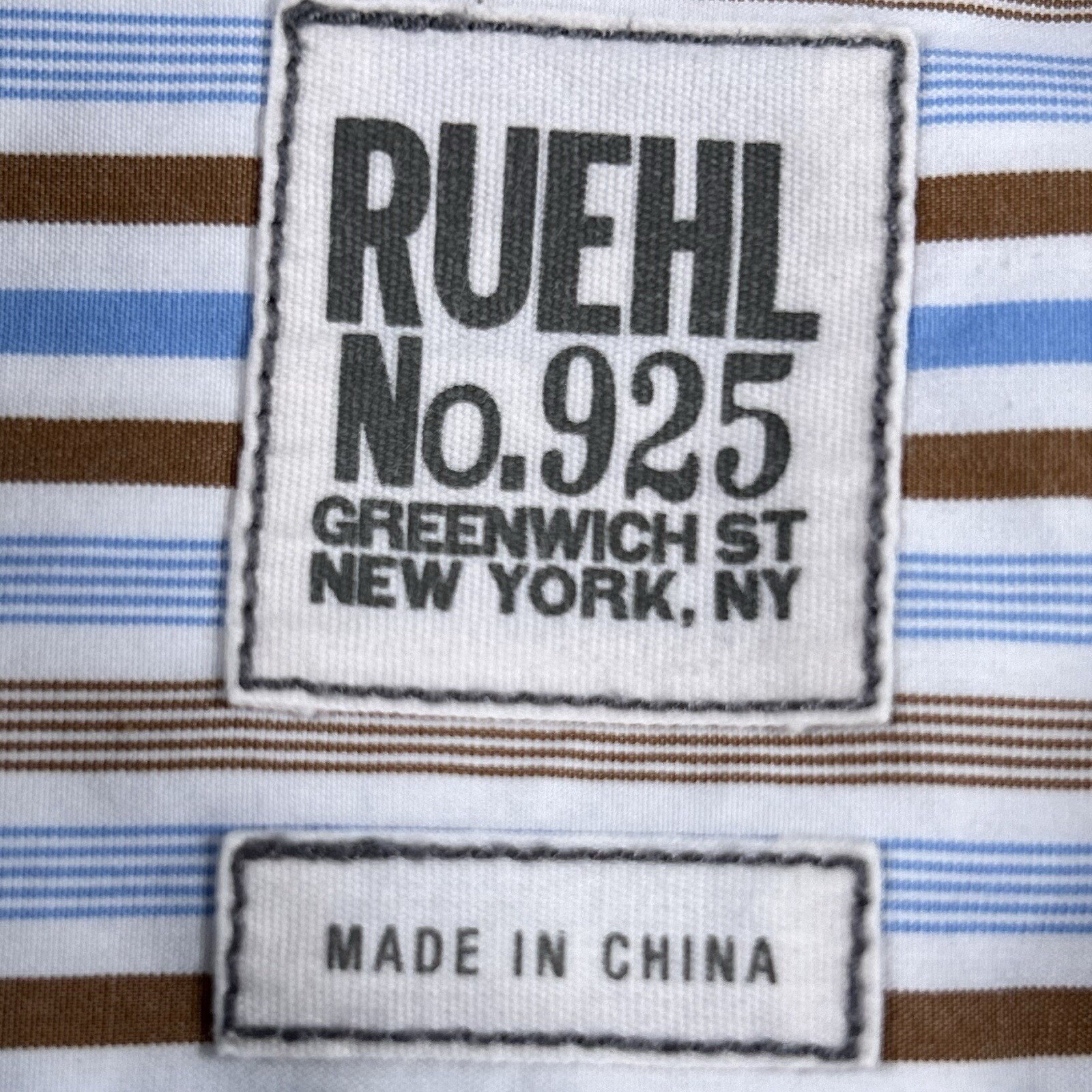 Ruehl No 925 Shirt Mens Large Blue Striped Long Sleeve Button Up Dress ...