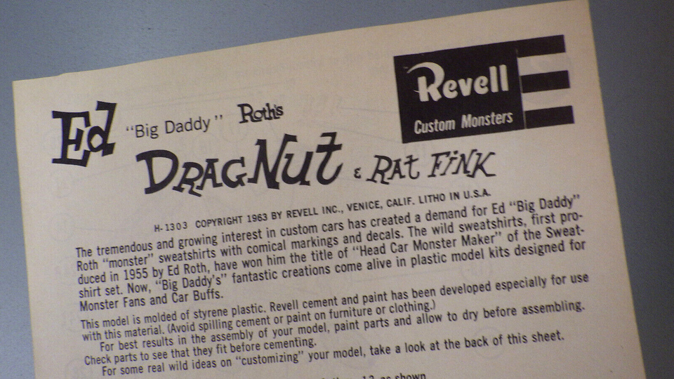 Vtg 1963 Revell Ed "BIG DADDY" Roth DRAG NUT Monster Figure Model Kit ...