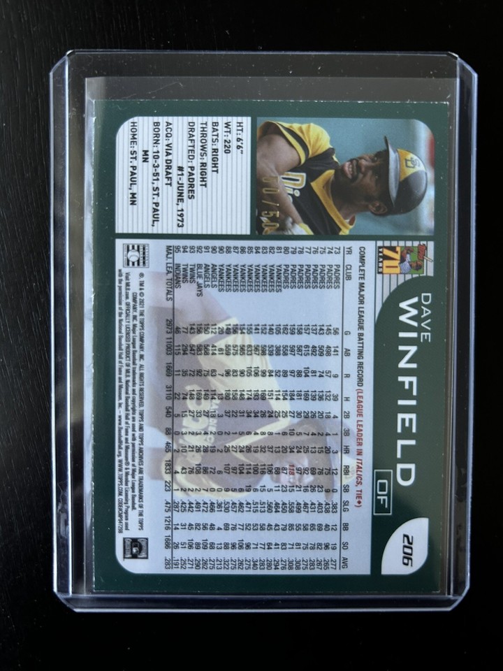 2021 Topps Archives Dave Winfield #206 Red Hot Foil /50 San Diego ...