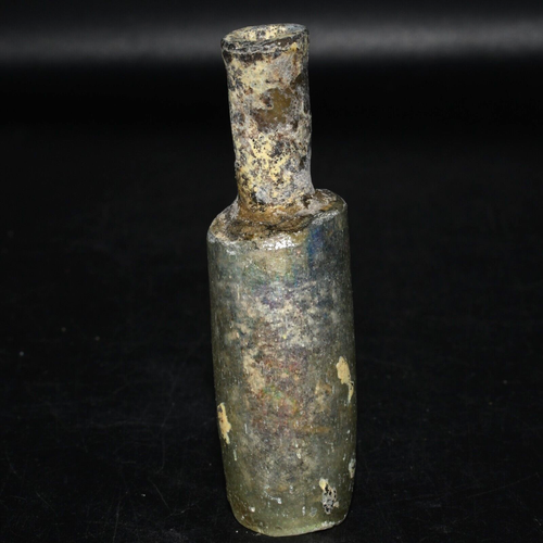 Ancient Roman Glass Iridescent Medicine Bottle Vial Circa 1st - 2nd ...