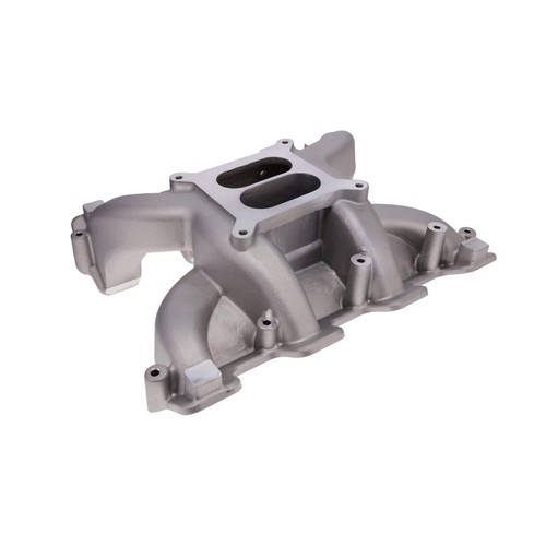 Cathedral Port Carbureted Dual Plane Aluminum Intake Manifold - Satin ...