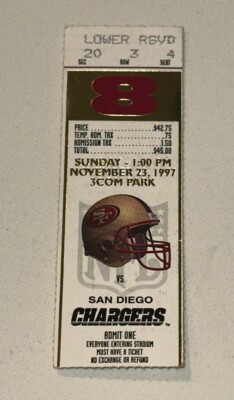 11/23/1997 Chargers San Francisco 49ers NFL Ticket Stub Owens TD #11 ...