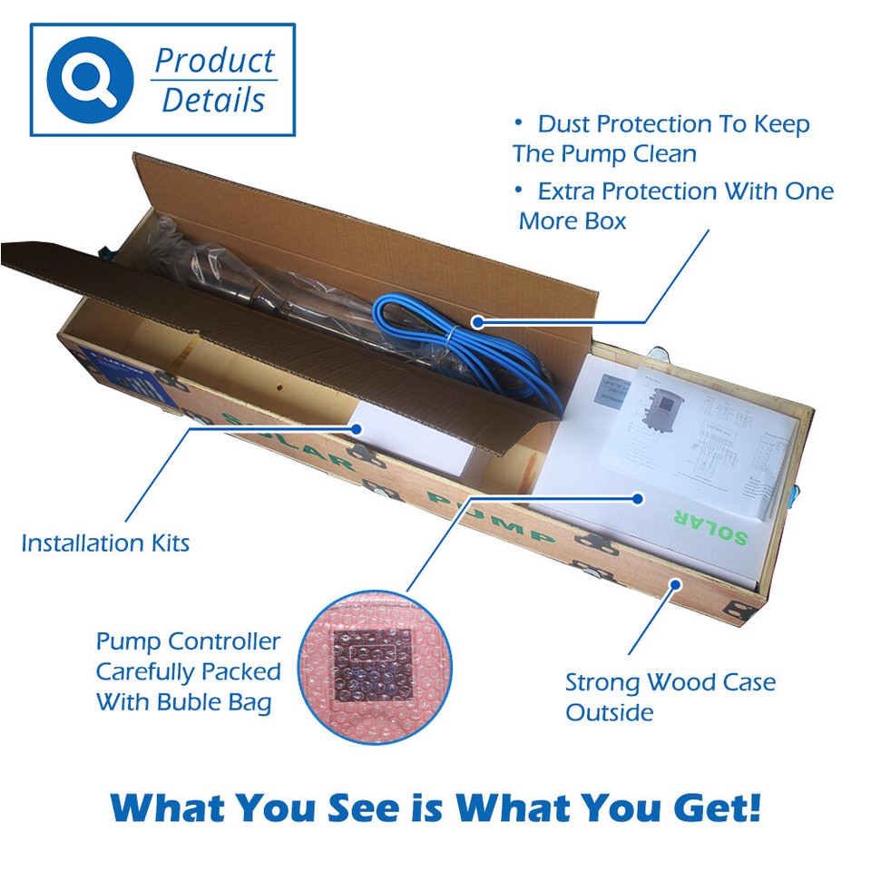 3" DC Shallow Well Solar Water Pump 24V 200W Submersible Off Grid MPPT ...