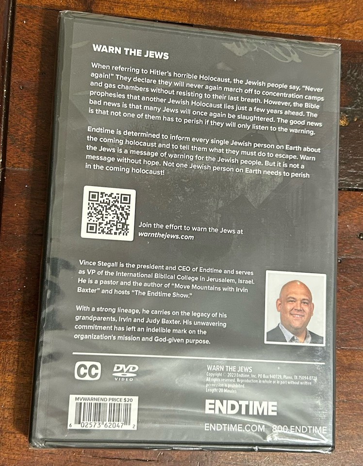 Warn The Jews - The Endtime Show - Vince Stegall DVD NEW Bible Prophecy ...