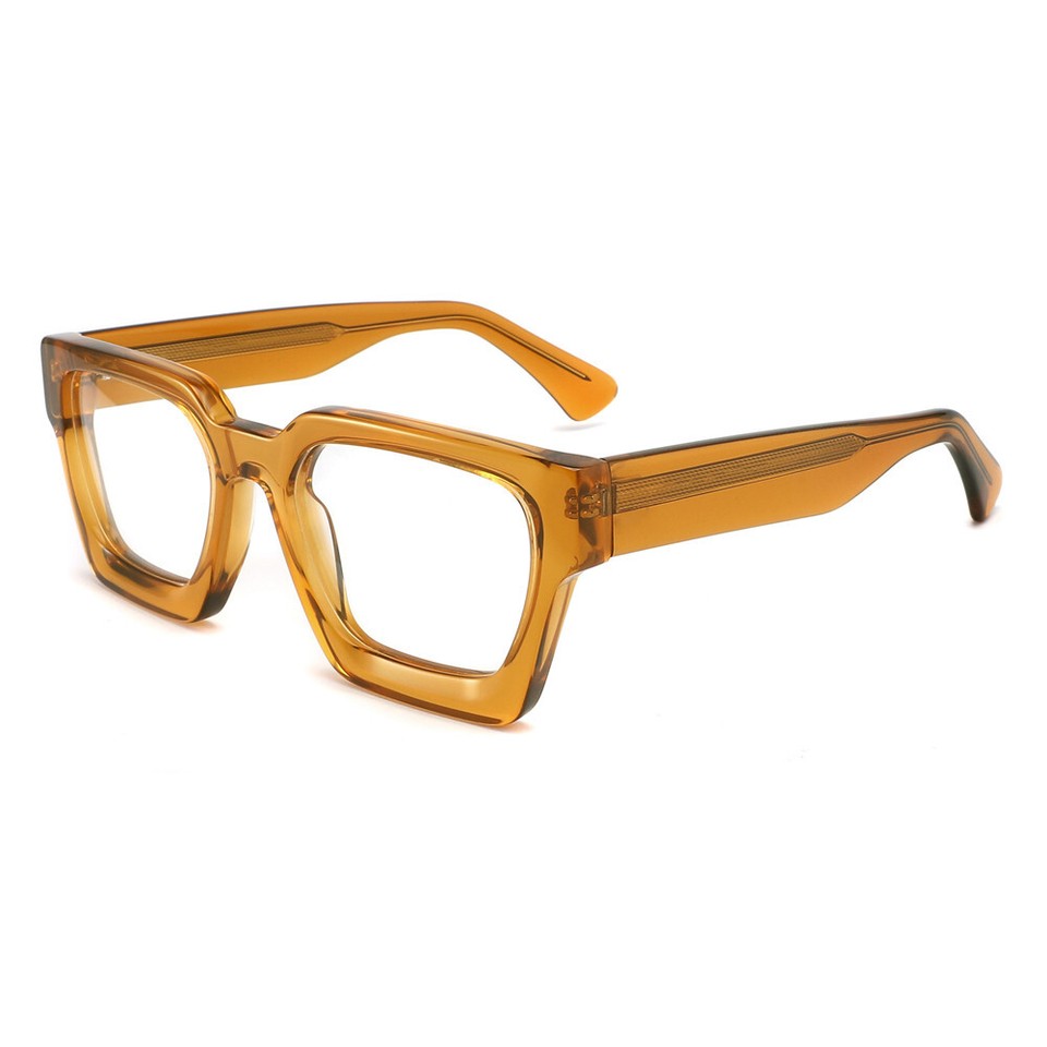 Retro Fashion Square Acetate Thick Eyeglasses Frames Glasses Recessed ...