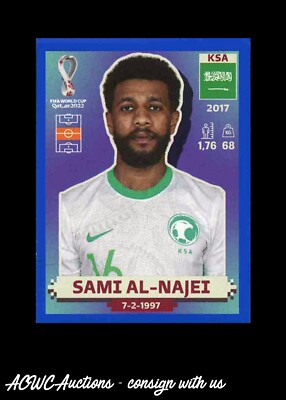 2022 FIFA World Cup Stickers Blue #KSA 14 Sami Al-Najei (Saudi Arabia ...